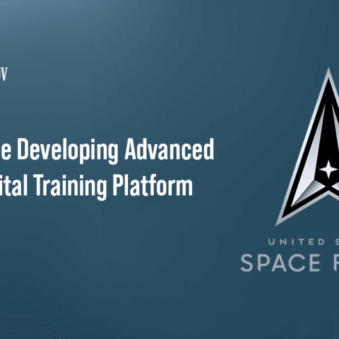 The U.S. Space Force logo. The military component is working on an advanced Swarm digital training platform for end of 2025.